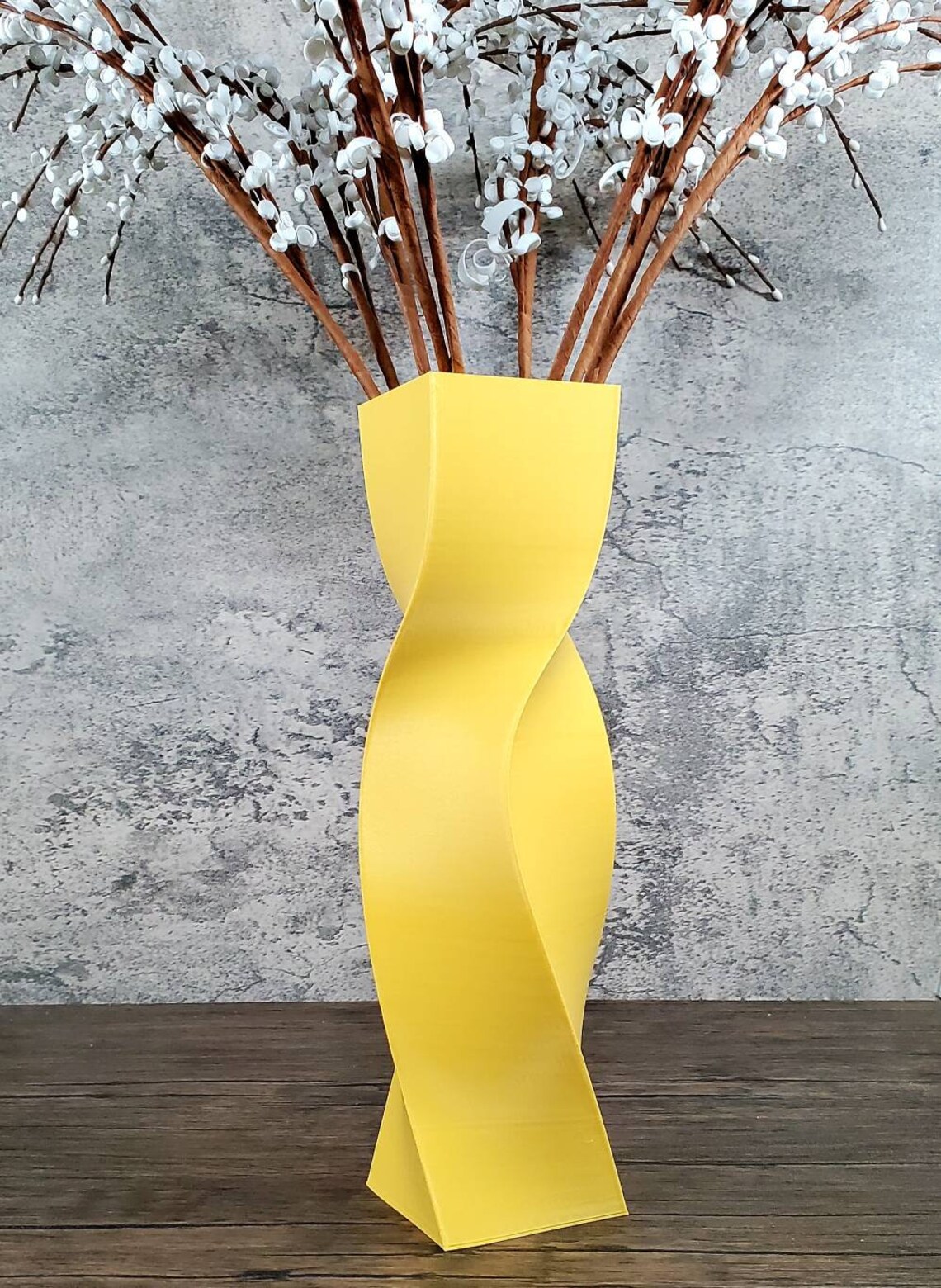Tall Geometric Matte Yellow Vase or Centerpiece Flower Vase - Etsy