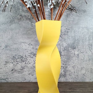 Tall Geometric Matte Yellow Vase or Centerpiece | Flower Vase | Modern ...