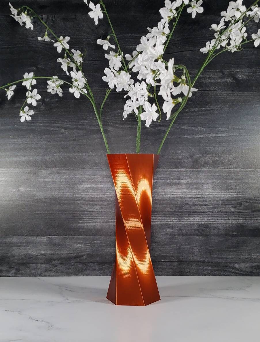 Vase - Modern Tall Twist Copper Vase Geometric Style Centerpiece Home ...