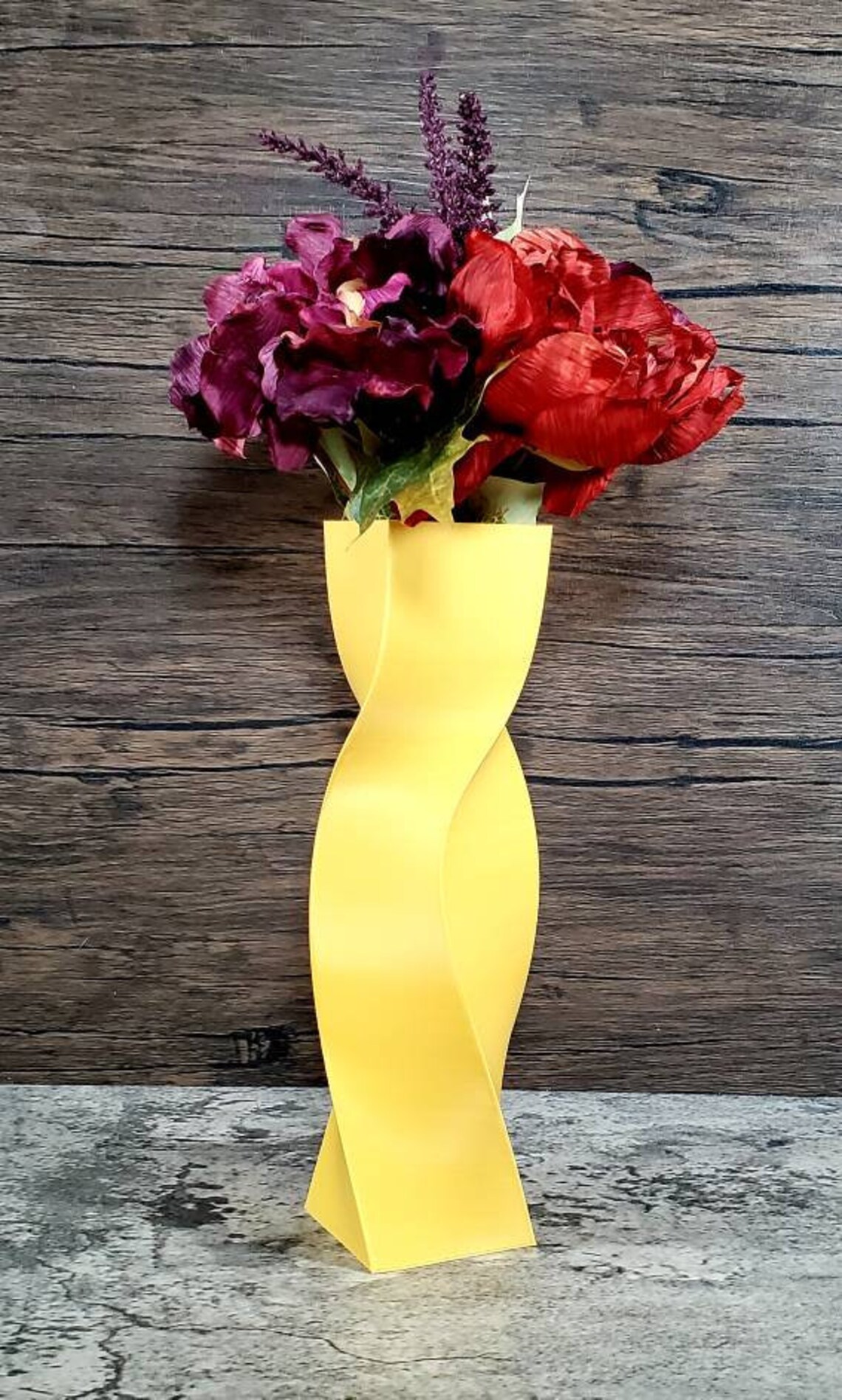 Tall Geometric Matte Yellow Vase or Centerpiece Flower Vase - Etsy