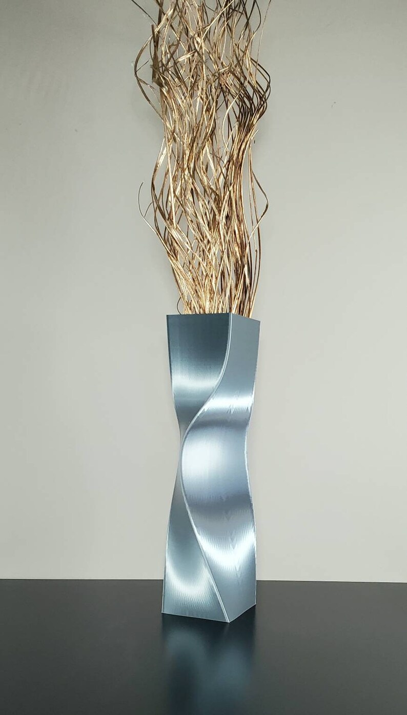 Tall Geometric Silver Vase or Centerpiece - Etsy