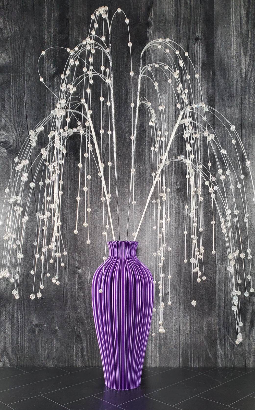 Tall Purple Vase Rippled Flower Vase Home Decor Wedding - Etsy