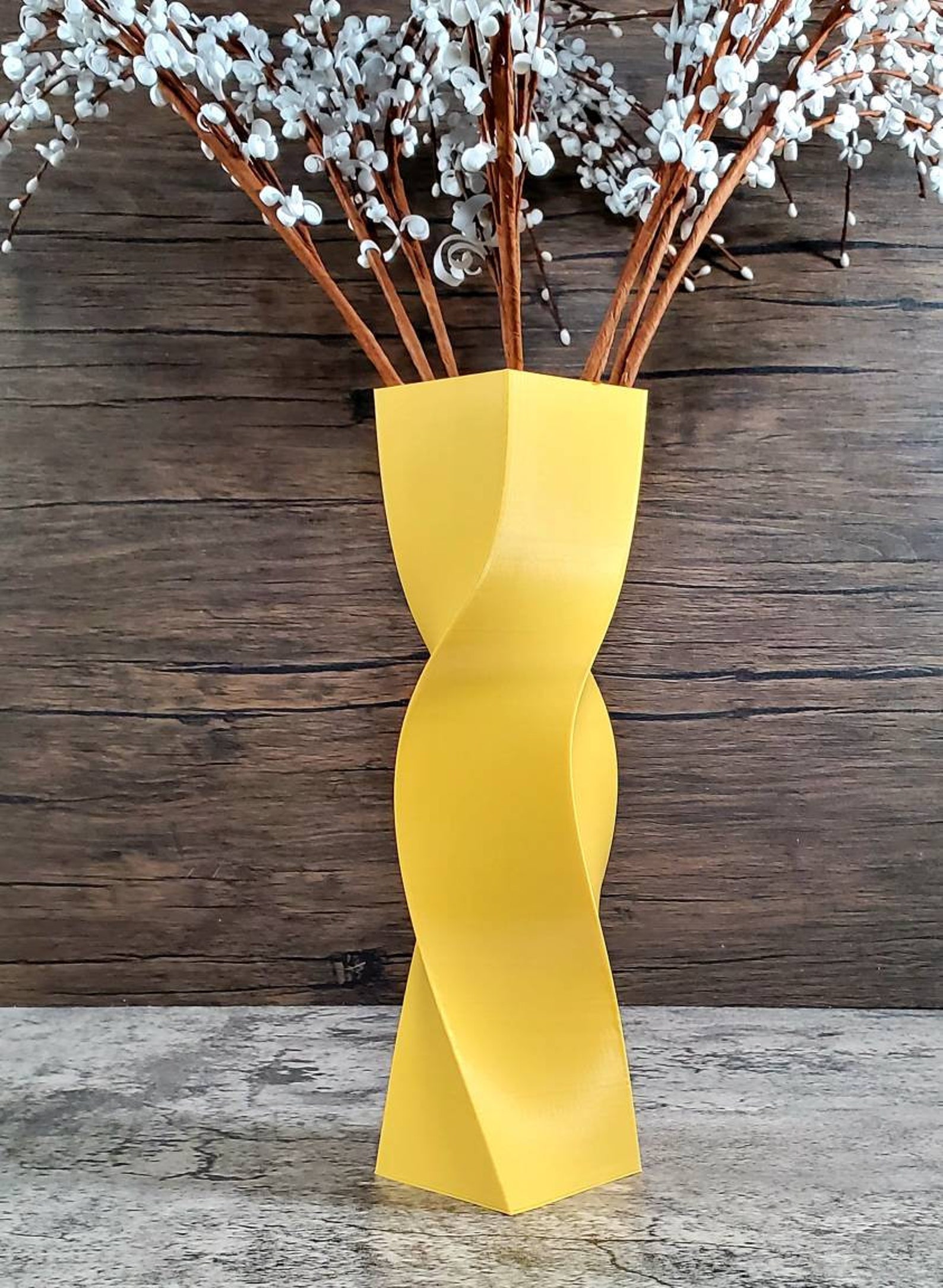 Tall Geometric Matte Yellow Vase or Centerpiece | Flower Vase | Modern ...