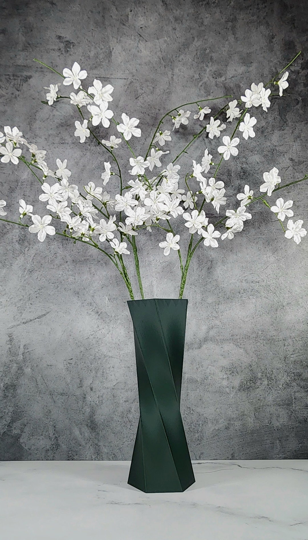 Vase Green Tall Matte Twist, Hunter Green Flower Vase, Modern Home ...