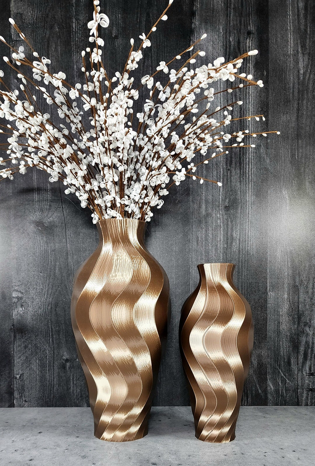 Vase Tall Twirl Dark Champagne Brown Flower Vase Modern Home Decor ...