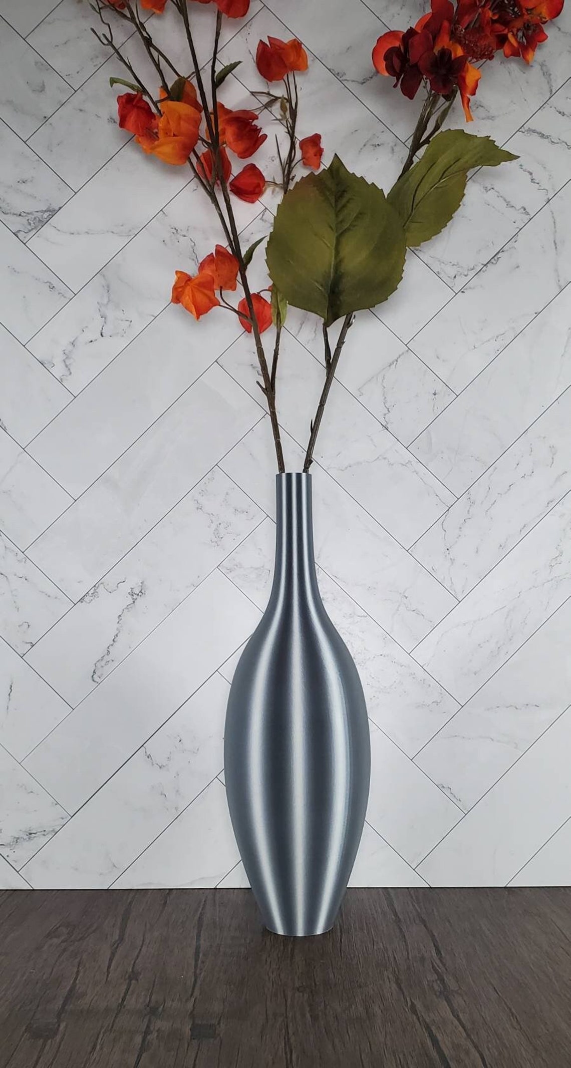 12/13/14/15 Inch Tall Silver Modern Nordic Long Vase | Pampas Grass and ...