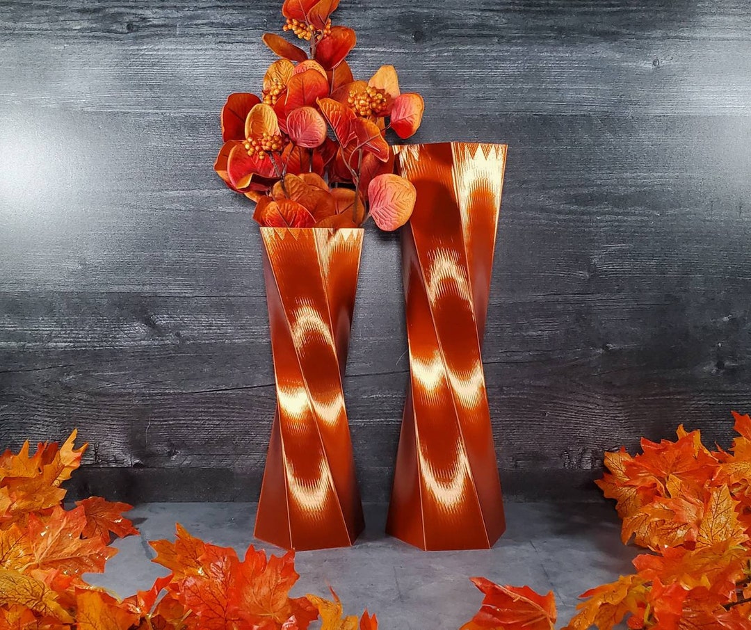 Vase Modern Tall Twist Copper Vase Geometric Style - Etsy