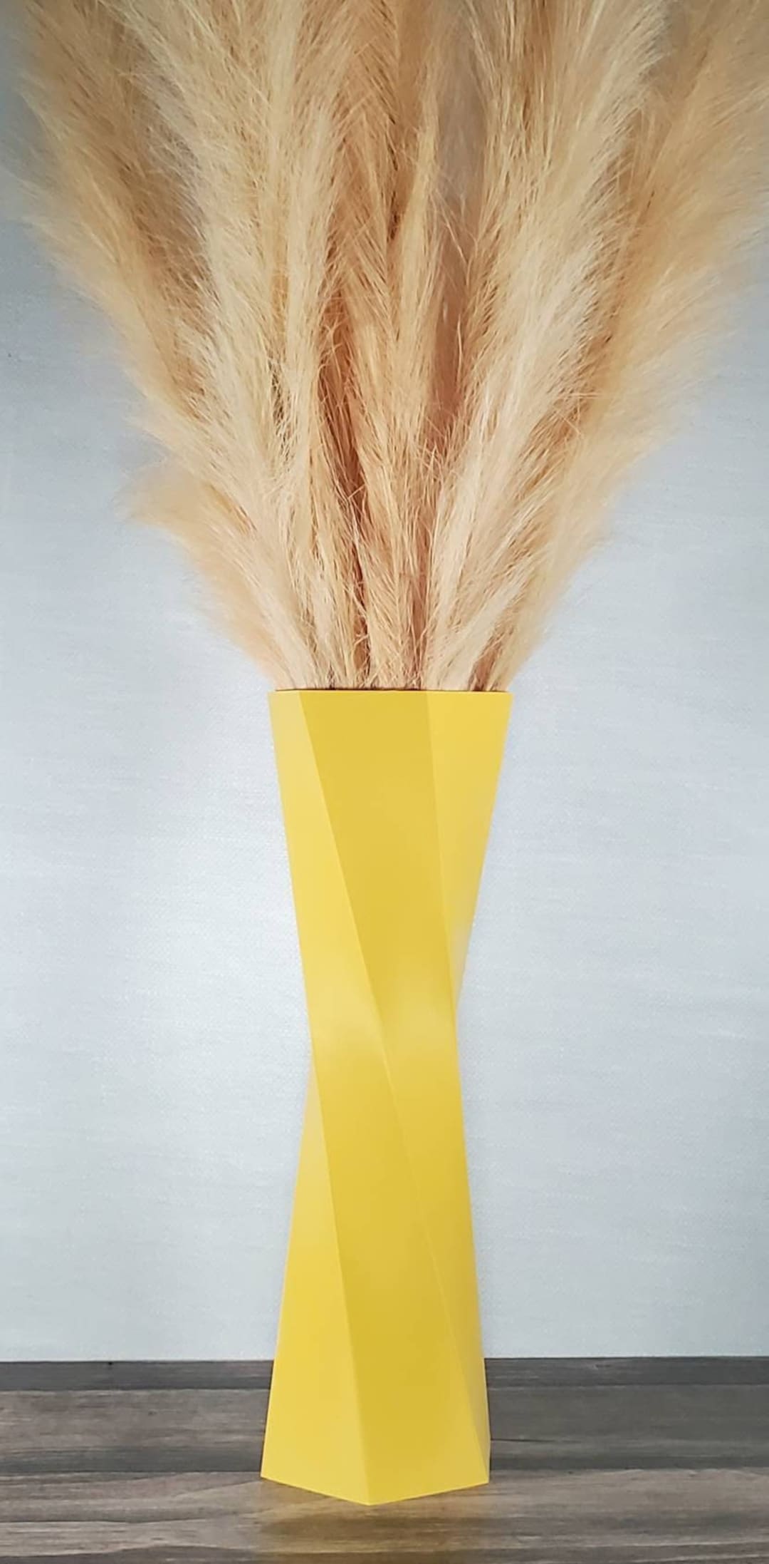 Tall Twist Matte Yellow Vase Geometric Style Centerpiece Home Decor or ...