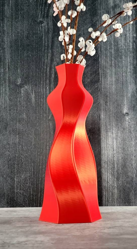 Tall Art Deco Red Orange Vase Home Decor Flower Vase | Etsy