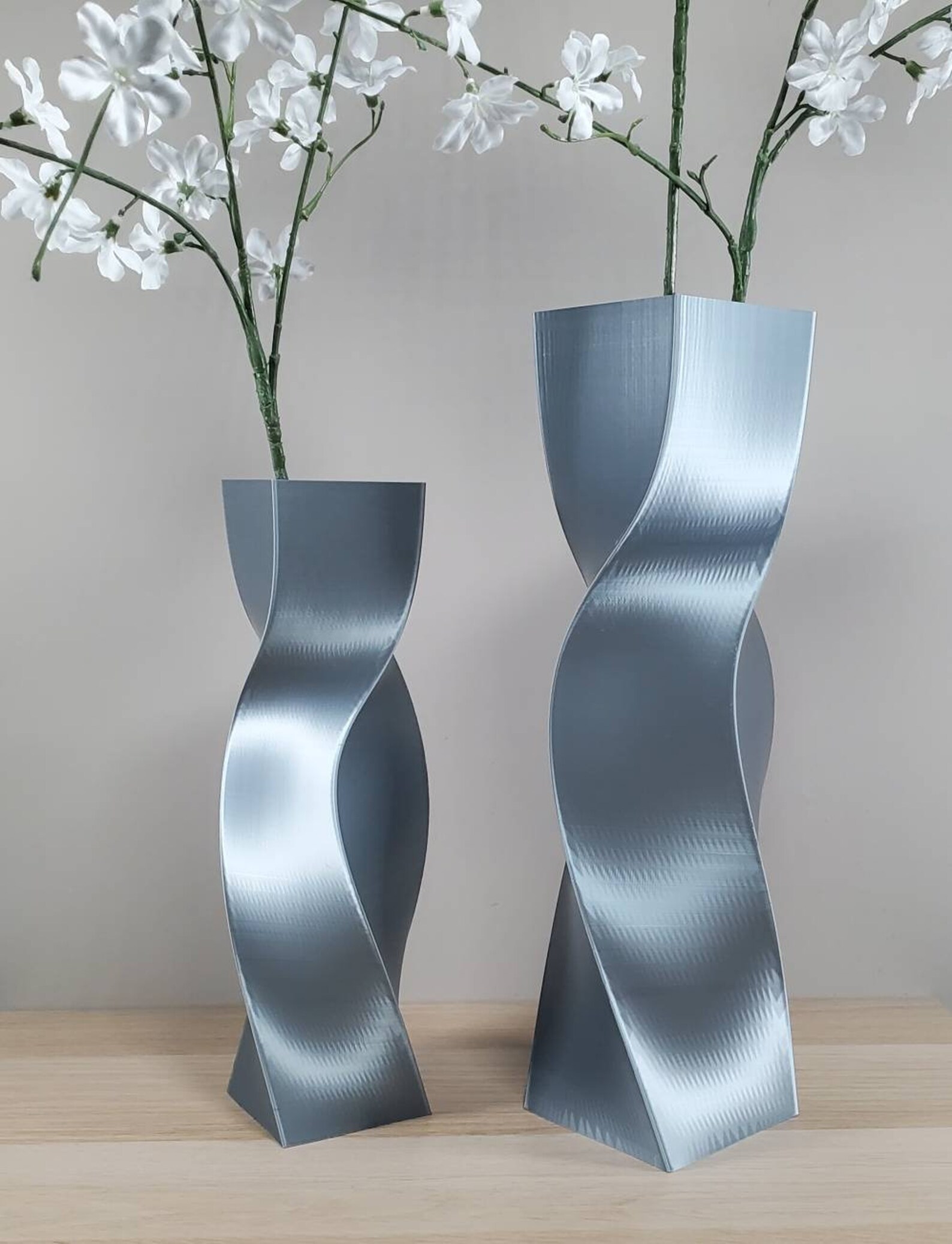 Tall Geometric Silver Vase or Centerpiece - Etsy