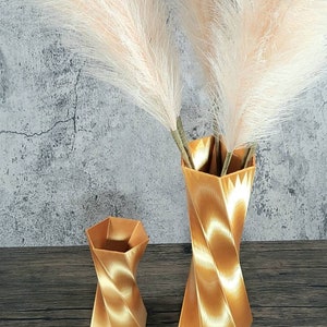 Tall Twist Gold Vase Geometric Style Centerpiece Home Decor or Special ...