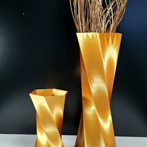 Tall Twist Gold Vase Geometric Style Centerpiece Home Decor or Special ...