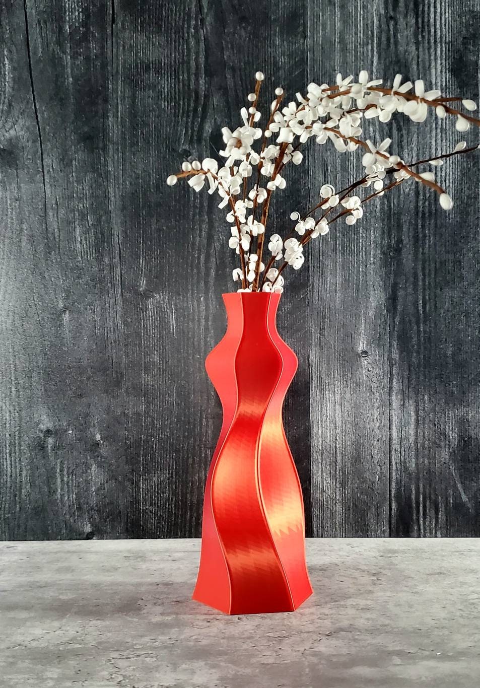 Tall Art Deco Red Orange Vase Home Decor Flower Vase | Etsy