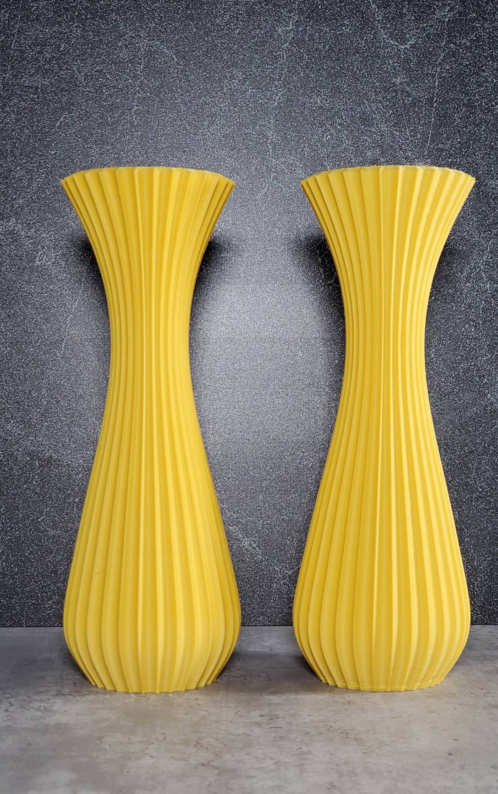Tall Matte Yellow Striped Bouquet Vase, Modern Home Decor Gift for Her ...