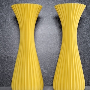 Tall Matte Yellow Striped Bouquet Vase, Modern Home Decor Gift for Her ...