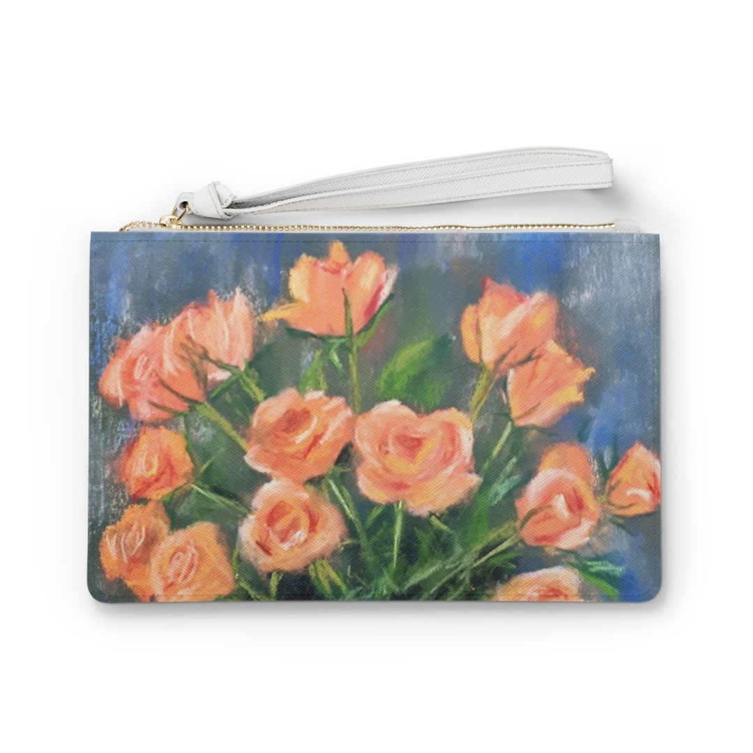 Peach Flowers Clutch Bag Peach-color Flowers Handbag Women's Floral ...
