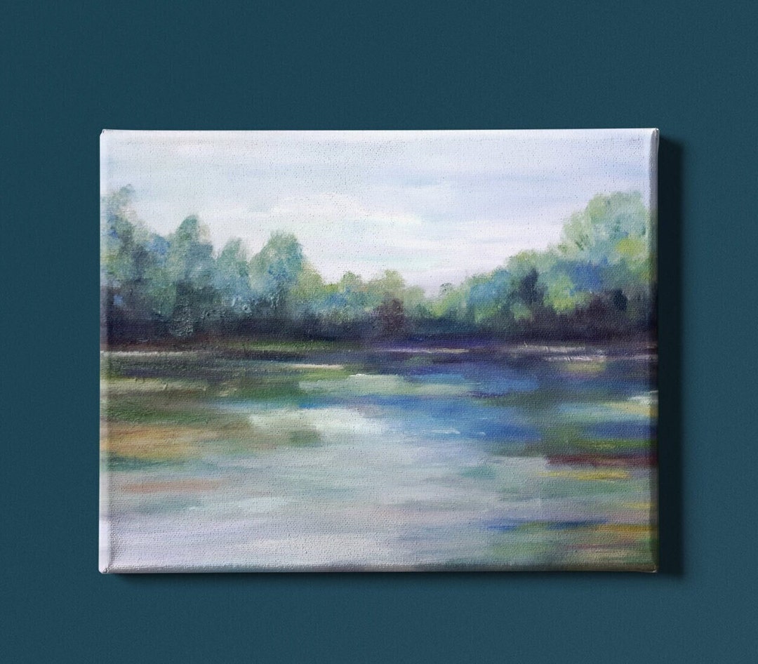 Abstract Chill Lake & Grove Landscape Grim Woods Pond Wall - Etsy