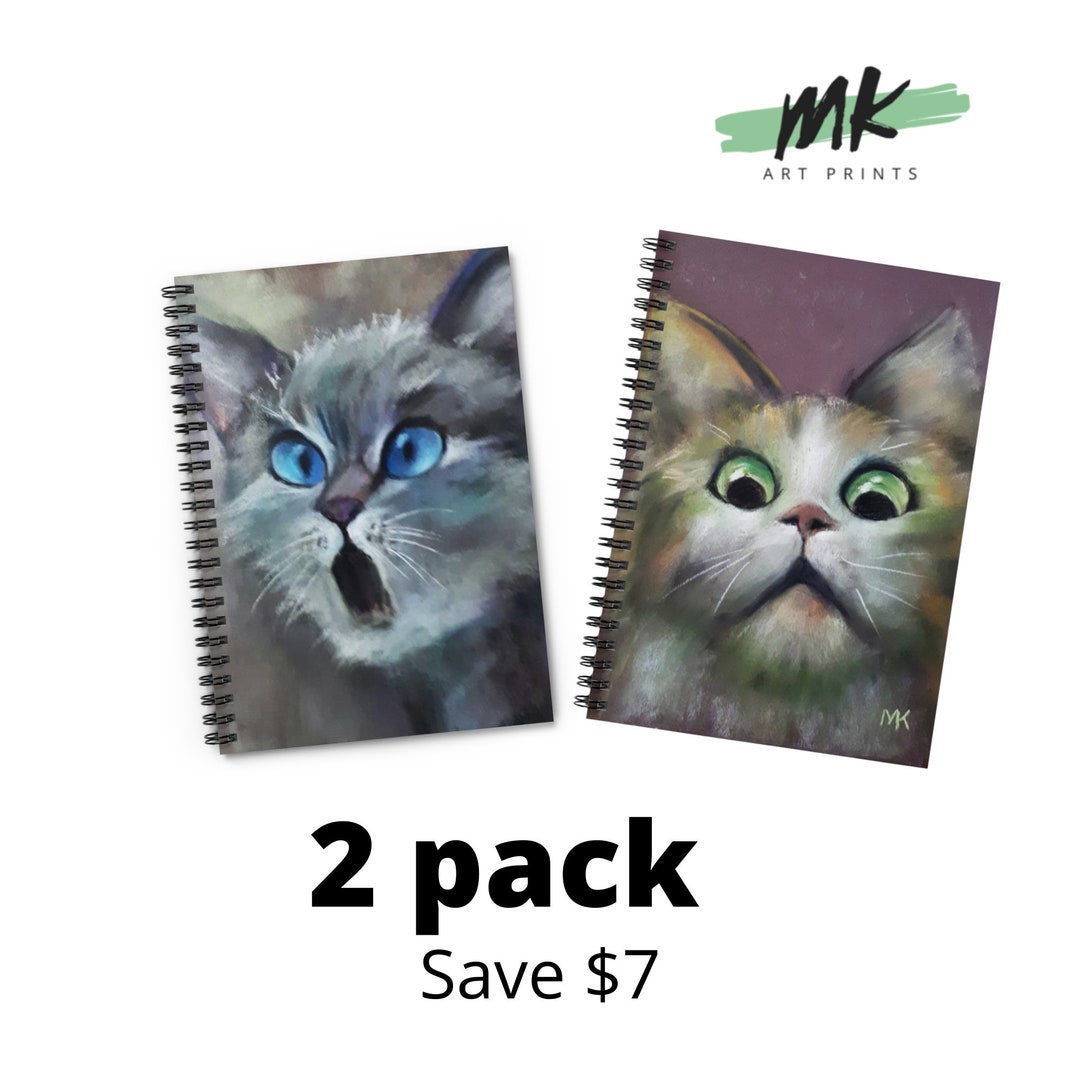 2 Cat Meme Notebooks | 2 Funny Cat Notebooks | Personalized Shocked Cat ...