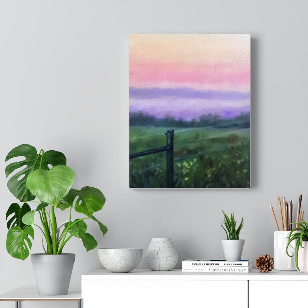 Pink Canvas Gallery Wraps | Pink Sky Canvas Painting | Pink Sunset ...