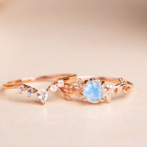 2 Pcs Engagement Ring Set for Woman White Gold Wedding Ring - Etsy