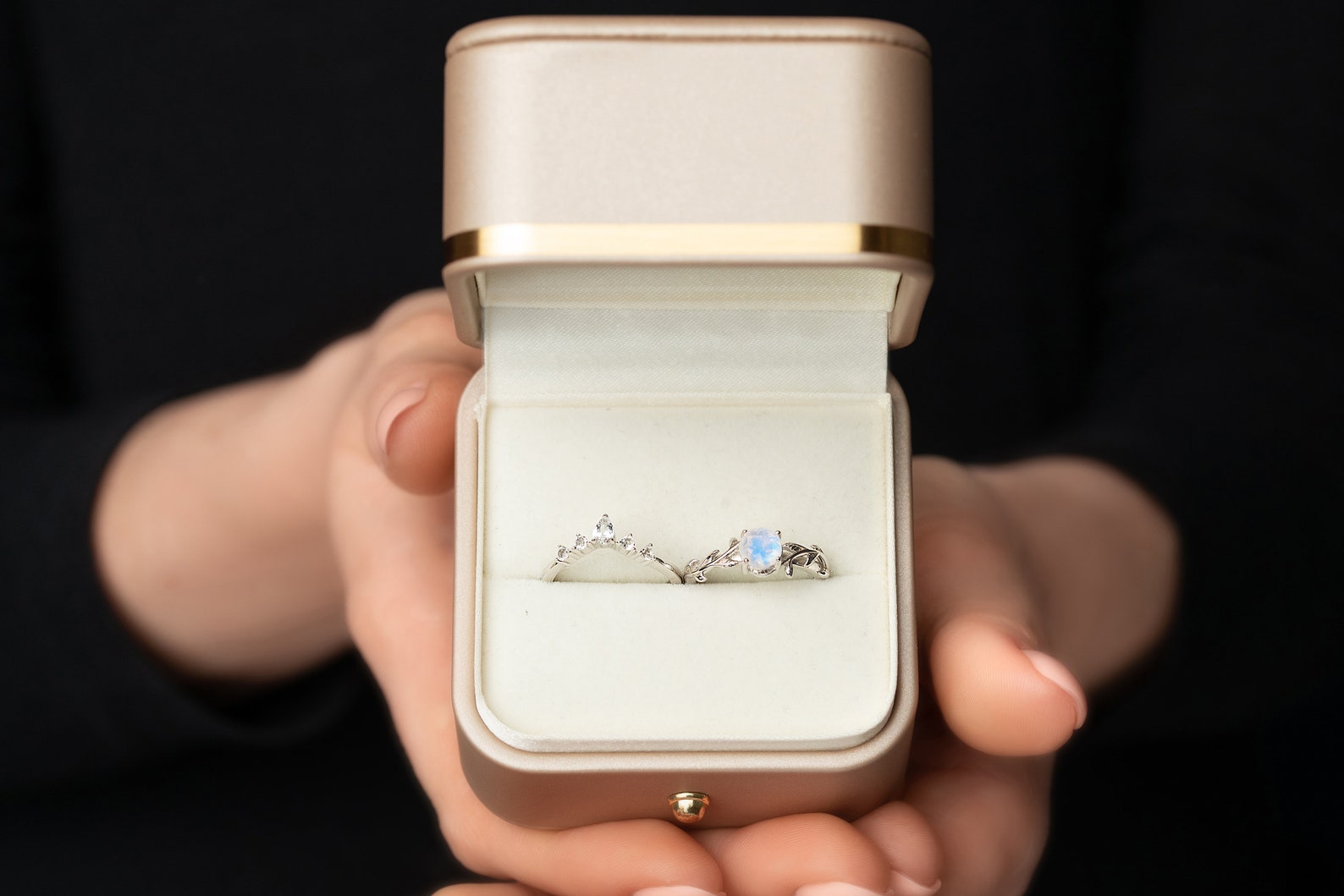 2 Pcs Engagement Ring Set for Woman White Gold Wedding Ring - Etsy