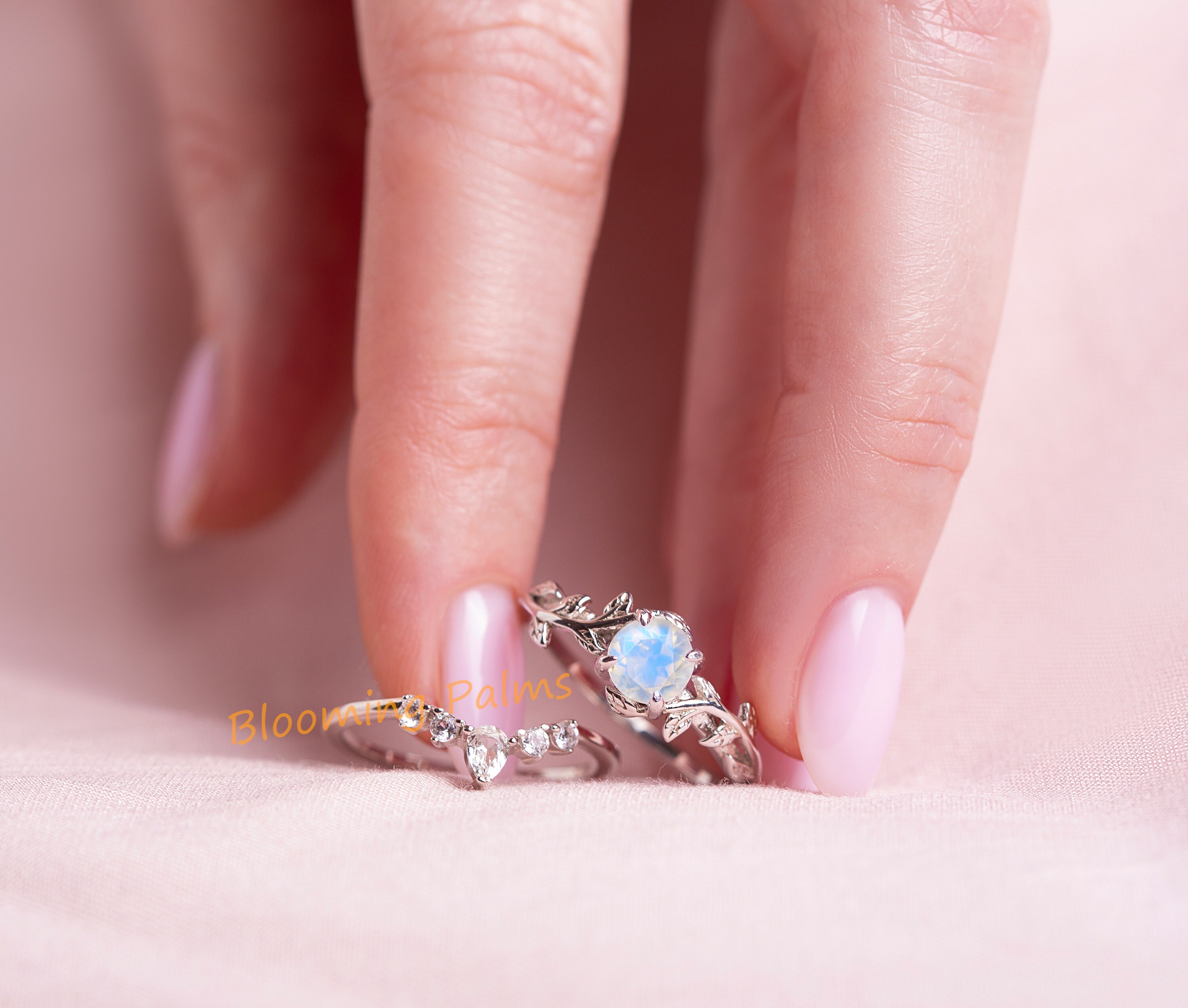 2 Pcs Engagement Ring Set for Woman White Gold Wedding Ring - Etsy