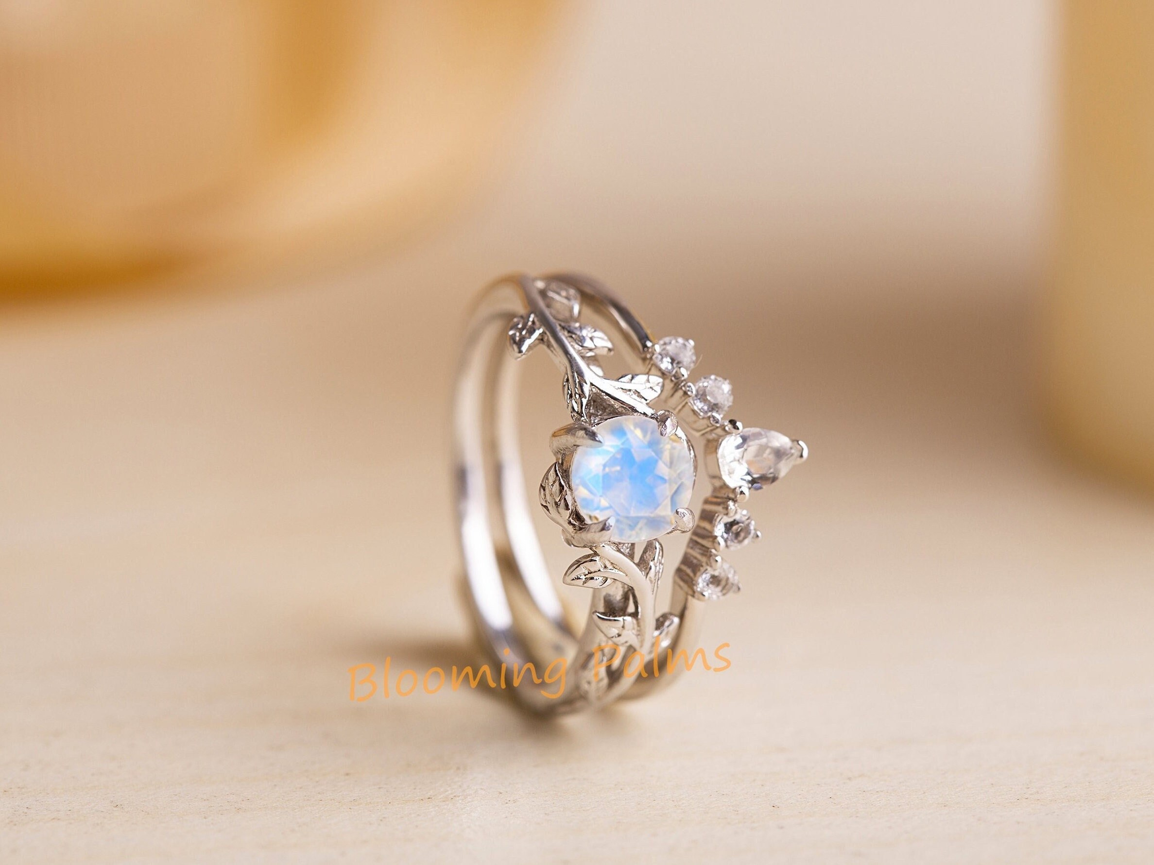 2 Pcs Engagement Ring Set for Woman White Gold Wedding Ring - Etsy