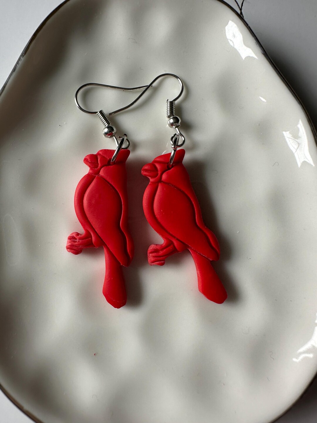 Red Cardinal Polymer Clay Dangle/drop Earrings! Handmade With Love ...
