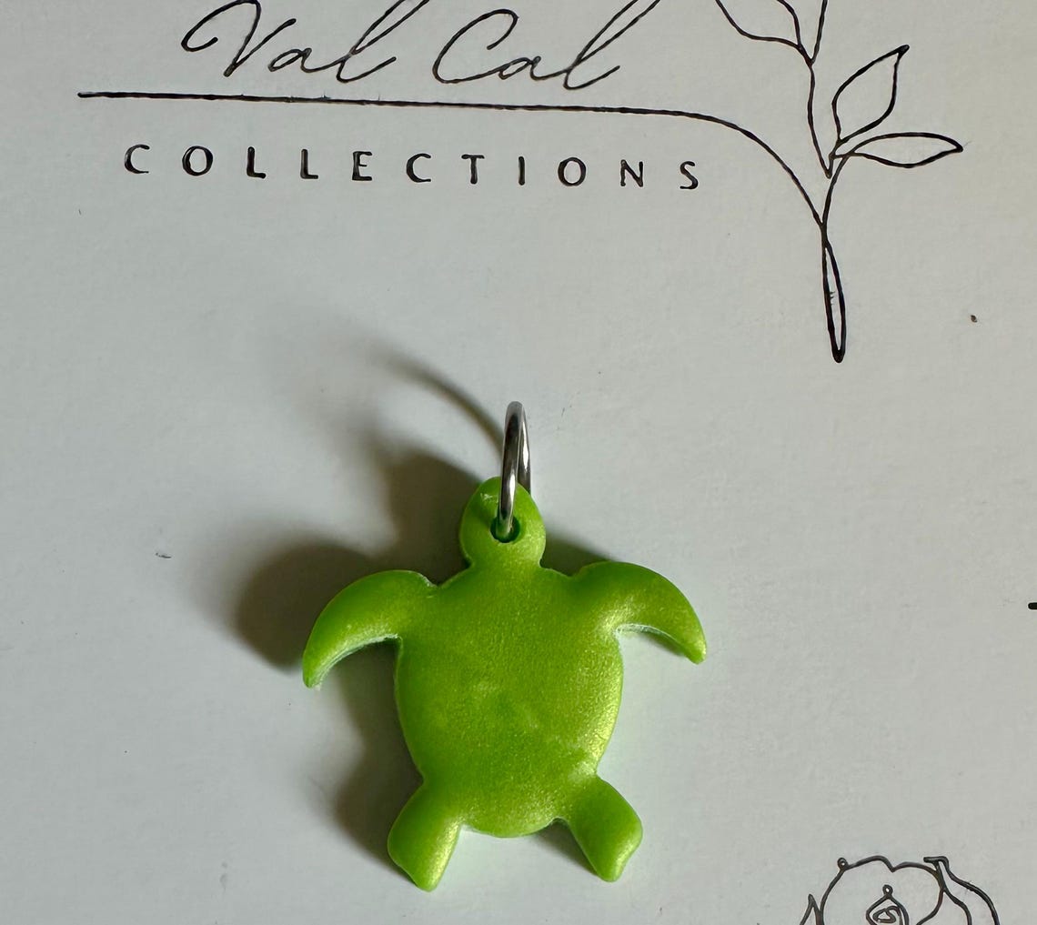 Shimmery Green Turtle Necklace: Handmade Clay Pendant - Etsy