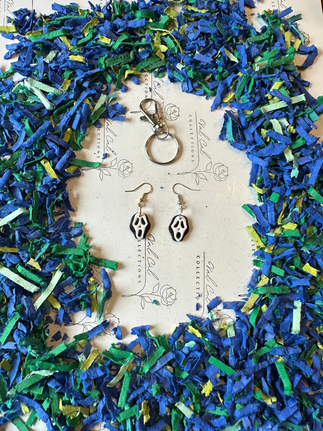 Scream Mask Clay Earrings, Necklace, Bracelet, Wine Charm, Keyring You ...