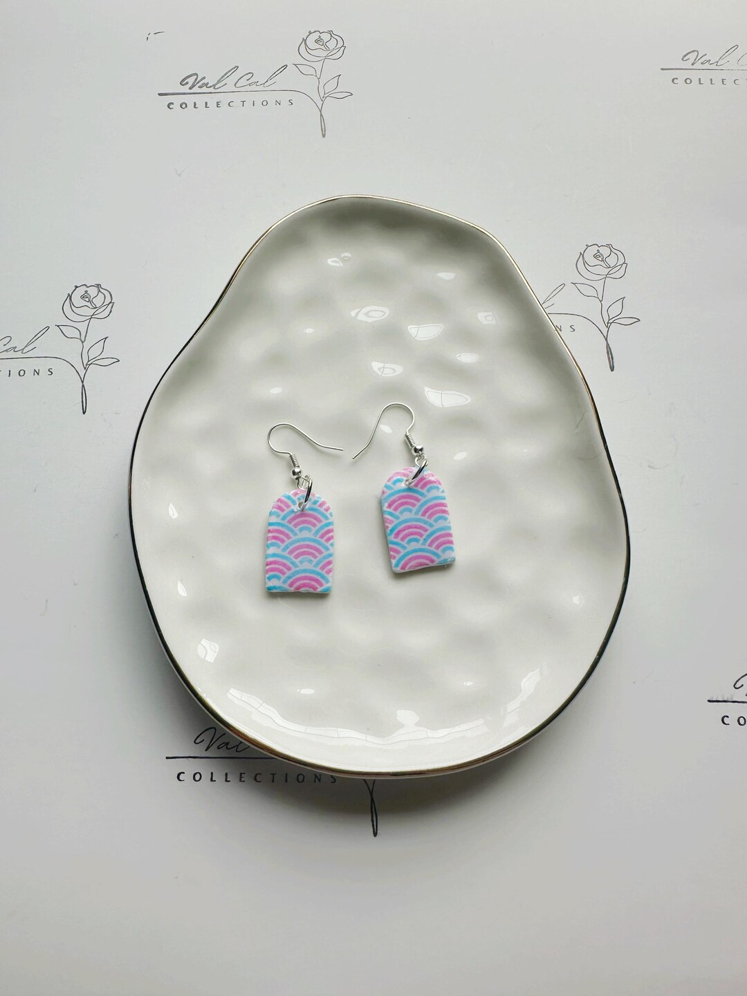 Transgender Flag Rainbow Print Arch Dangle Earrings Made From Polymer ...