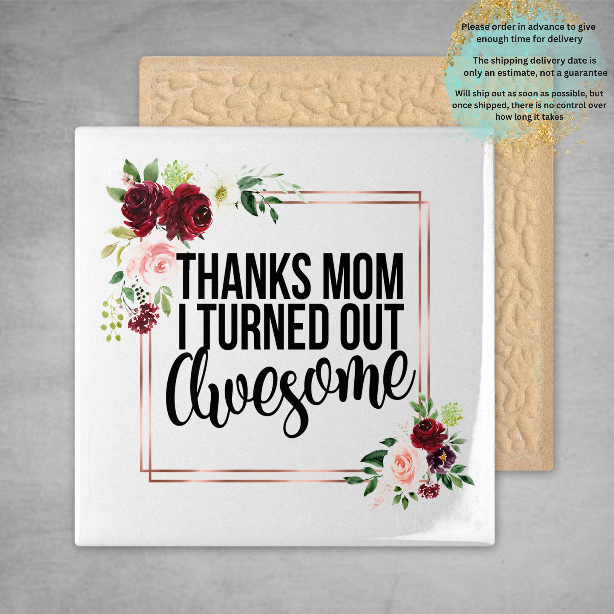 Mom Coaster Set of 4, Mom Birthday Gift From Son, Mother Day Gift From ...