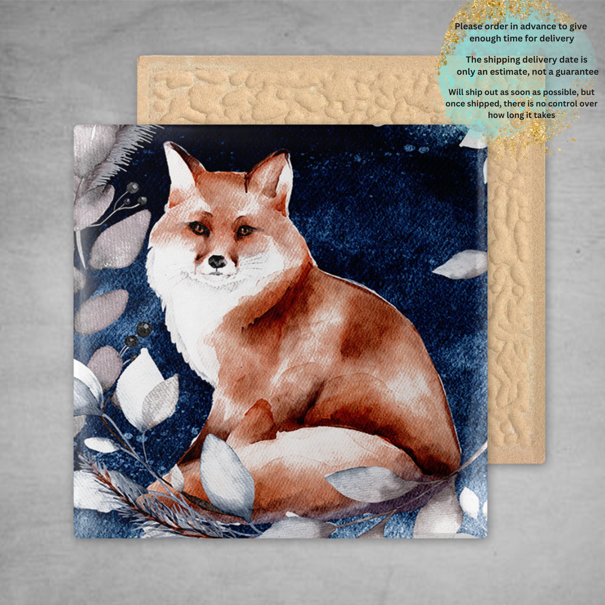 Fox Coaster, Cabin Coaster, Wildlife Coaster, Cabin Decor for Living ...