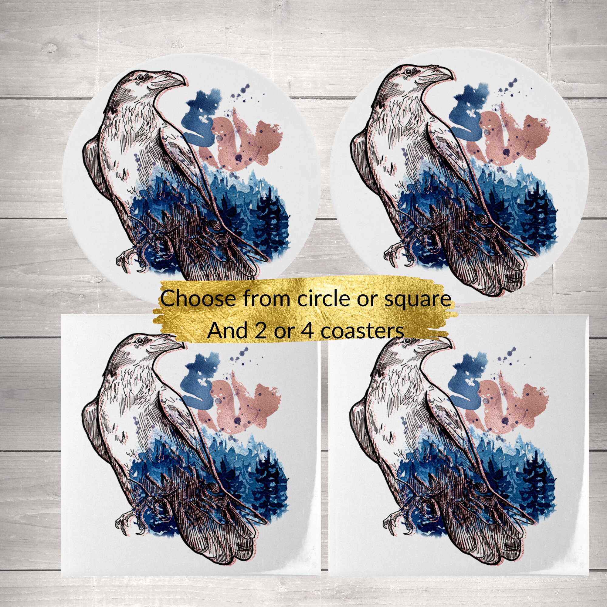Goth Coasters Raven Coasters, Goth Table Decor, Cabin Decor, Goth Gift ...