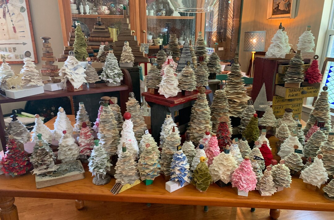 Vintage Book Paper Trees, Christmas Trees, Library Trees, Vintage Books ...
