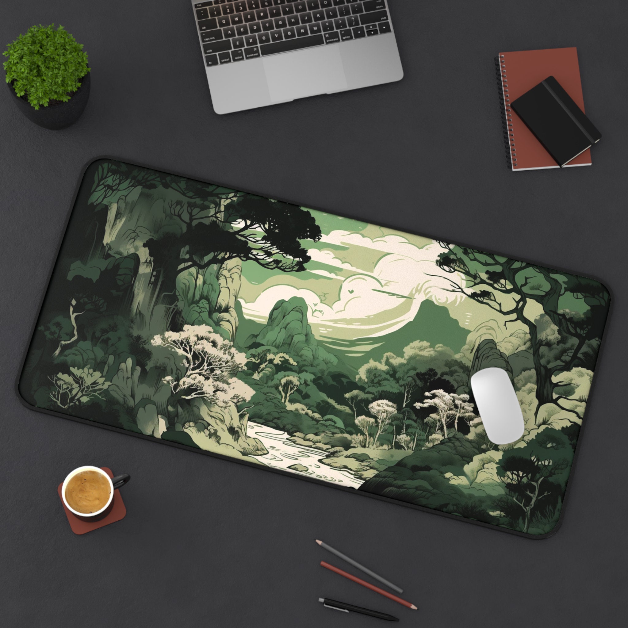 Forest Theme Playmat Card Game Play Mat Green Mana Mat - Etsy