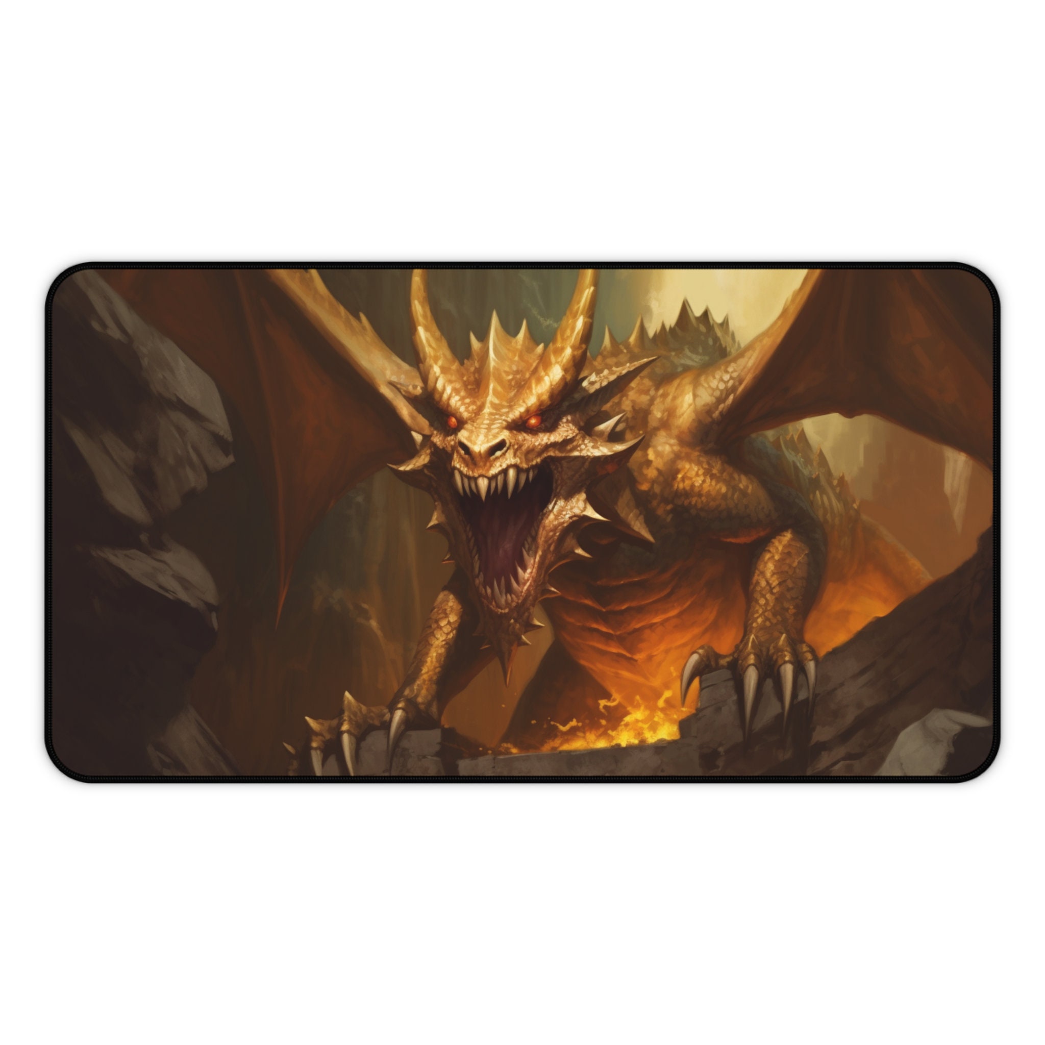 Dragon Playmat, Gold Dragon, TTRPG Play Mat, D&D Theme Mousepad, Dice ...