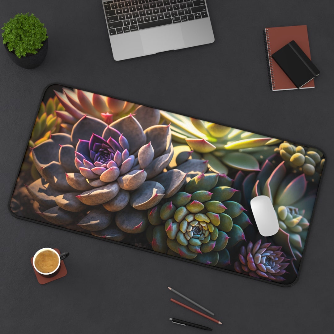 Succulent Desk Mat, Plant Lovers Mouse Pad, Plant Decor, Cute Mouse Pad ...