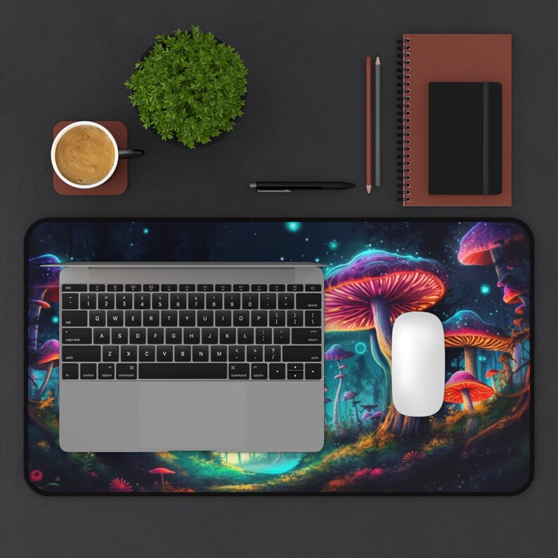 Magic Mushroom Deskmat, Fantasy Shroom Forest, Psychedelic Aesthetic ...