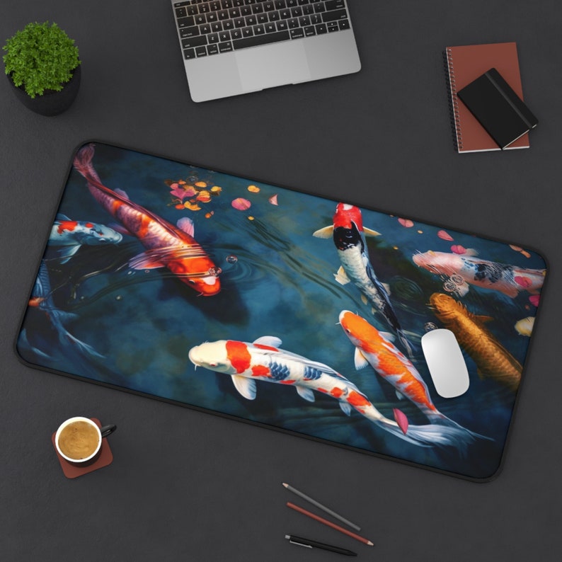 Koi Fish Desk Mat, Koi Fish Mouse Pad, Japanese Mousepad, Japan Mouse ...