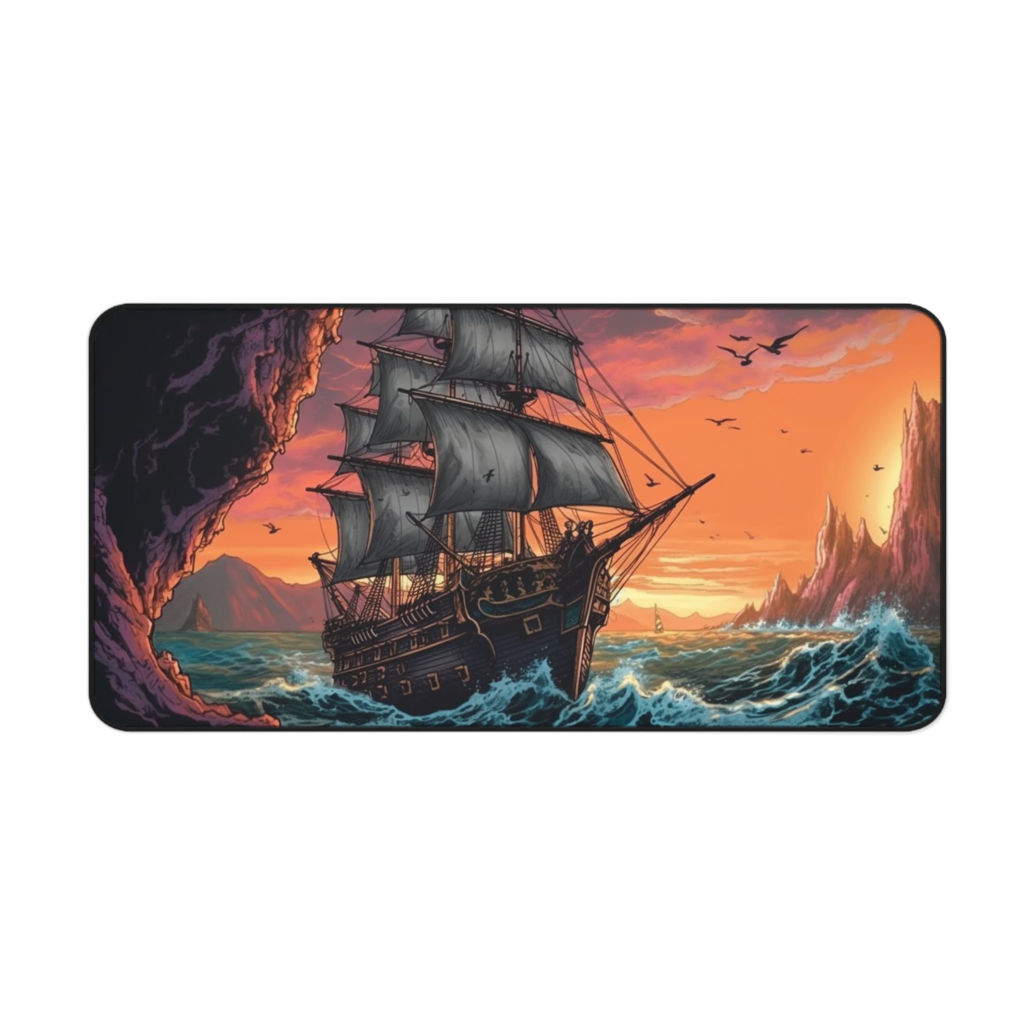 Pirate Ship Playmat, Ocean Landscape Mouse Pad, Gaming Mat, Office Gift ...
