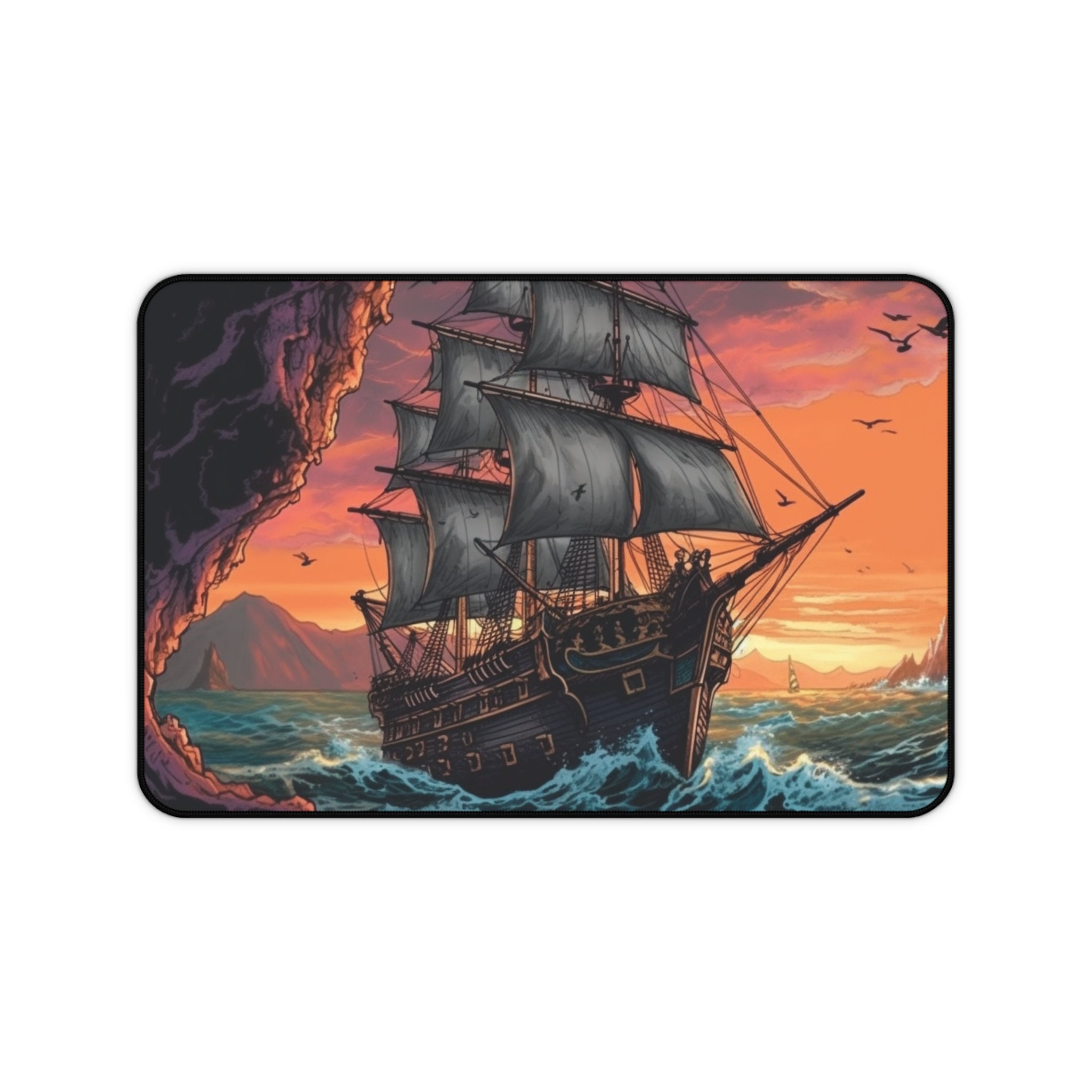 Pirate Ship Playmat, Ocean Landscape Mouse Pad, Gaming Mat, Office Gift ...
