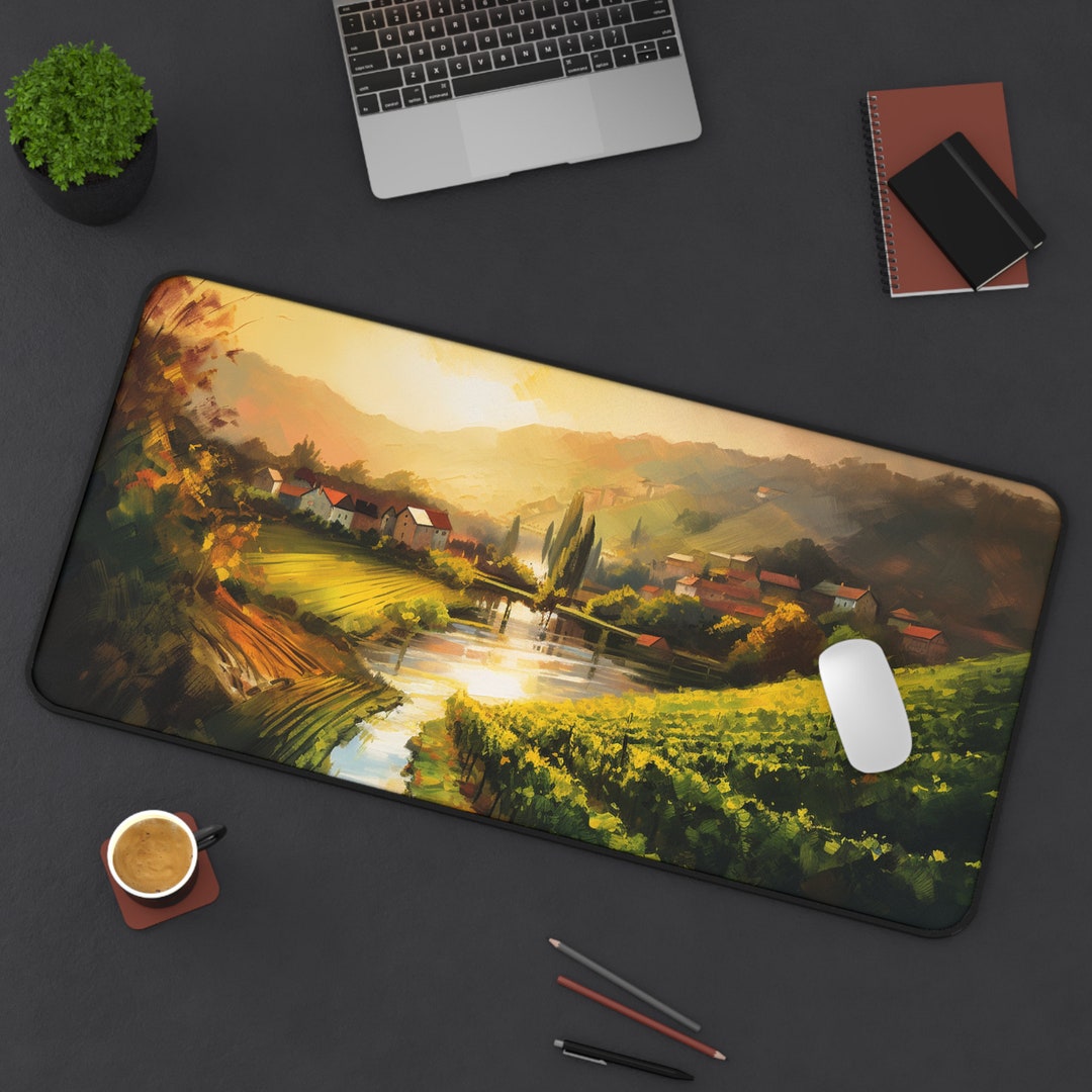 German Town Deskmat, Wine Vineyard, Impressionist Art, European ...