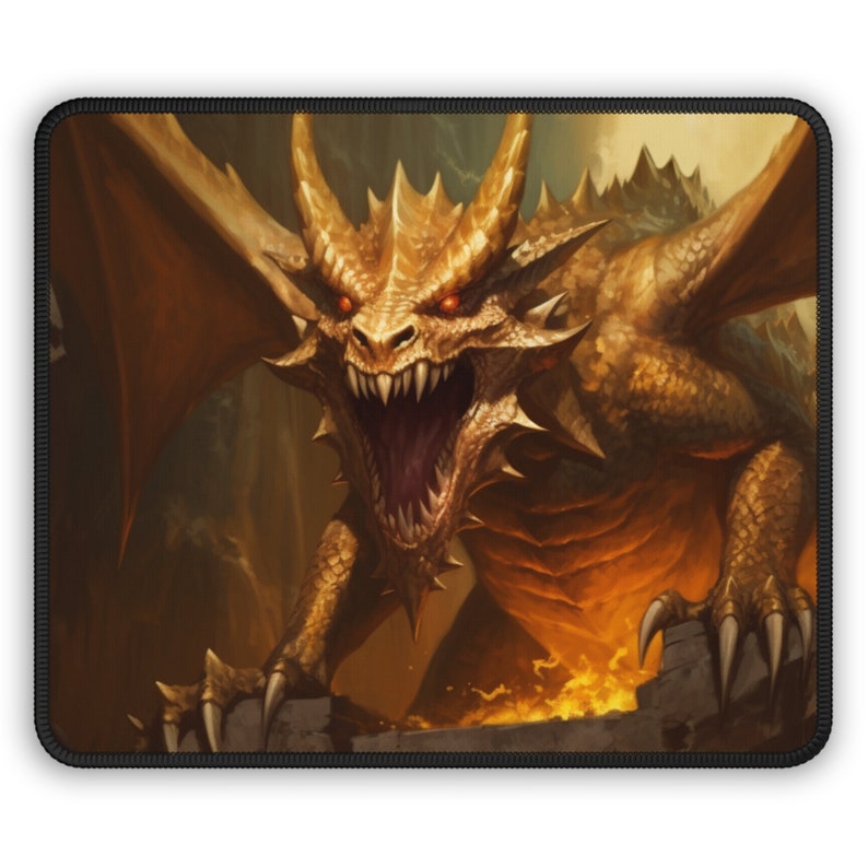 Dragon Playmat, Gold Dragon, TTRPG Play Mat, D&D Theme Mousepad, Dice ...