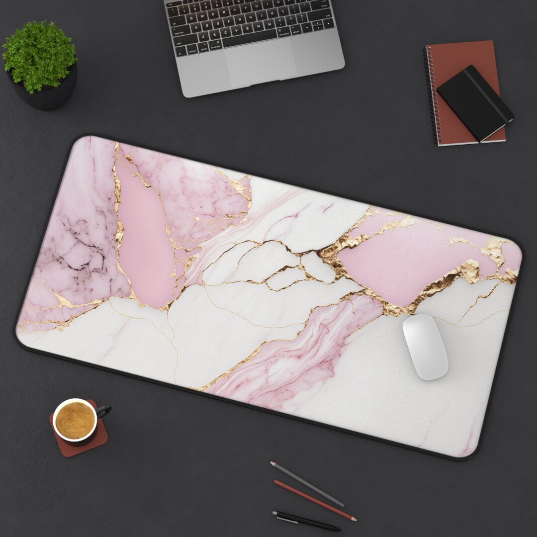 Marble Desk Mouse Pad, Large Desk Accessories With Stitched Edges ...