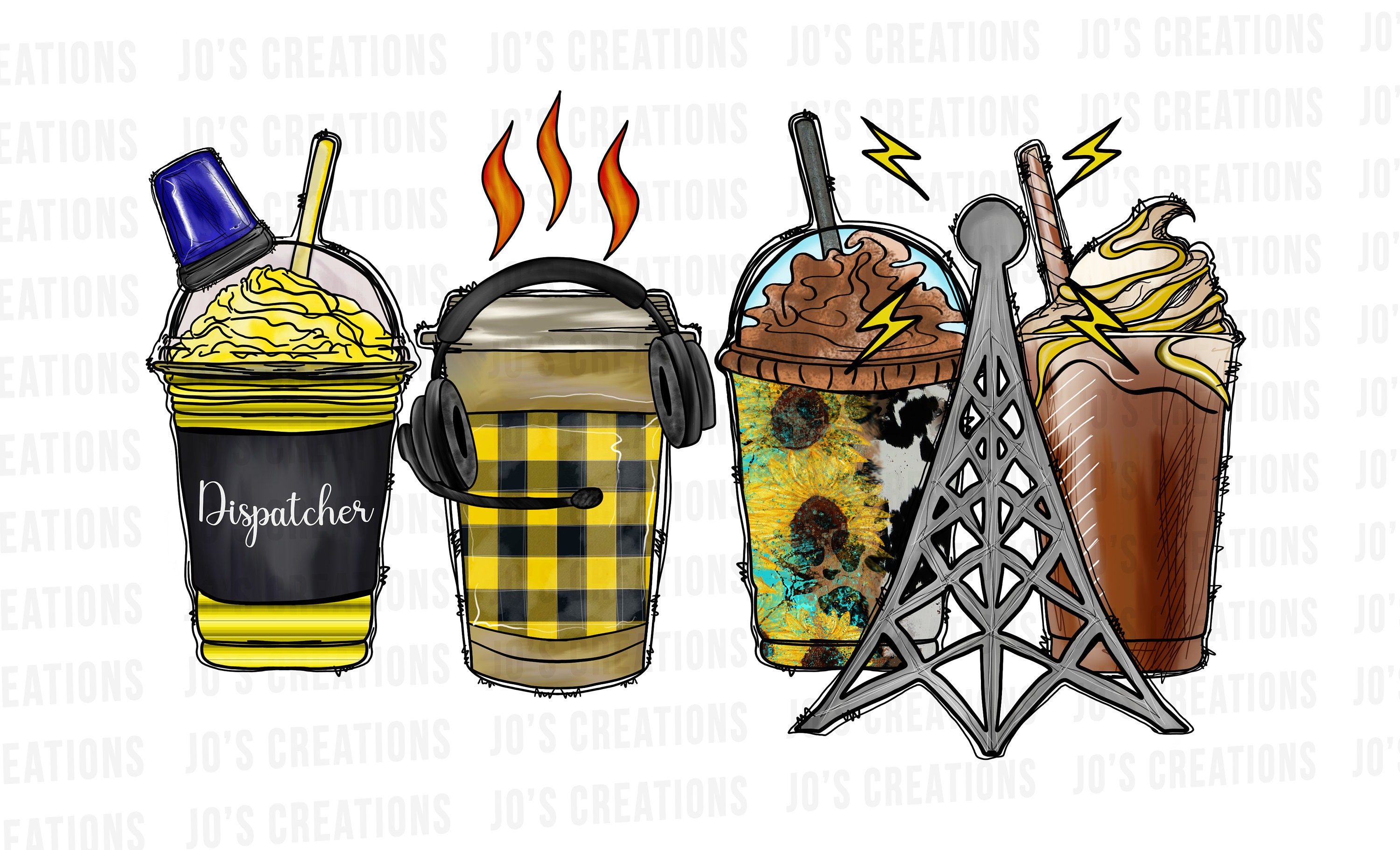 Dispatcher Coffee Drink Png,back the Blue Sublimation Designs ...