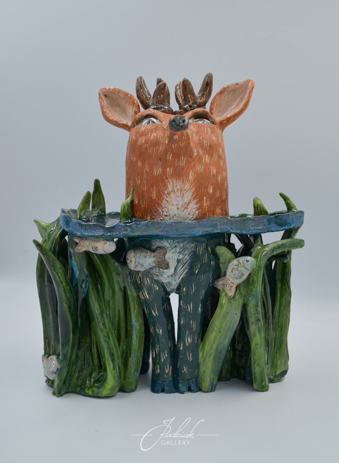 Woodland Deer Ceramic Sculpture – Handmade Forest Animal Figurine ...