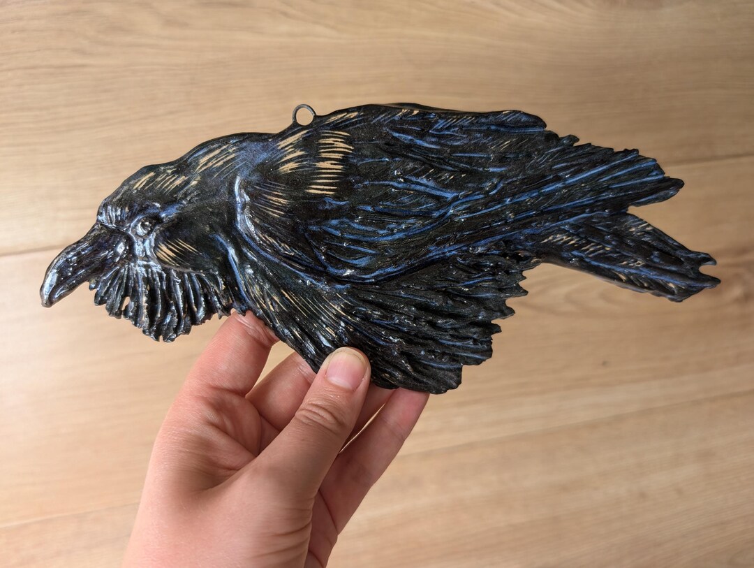 Large Ceramic Raven Wall Decoration for Hanging - Etsy