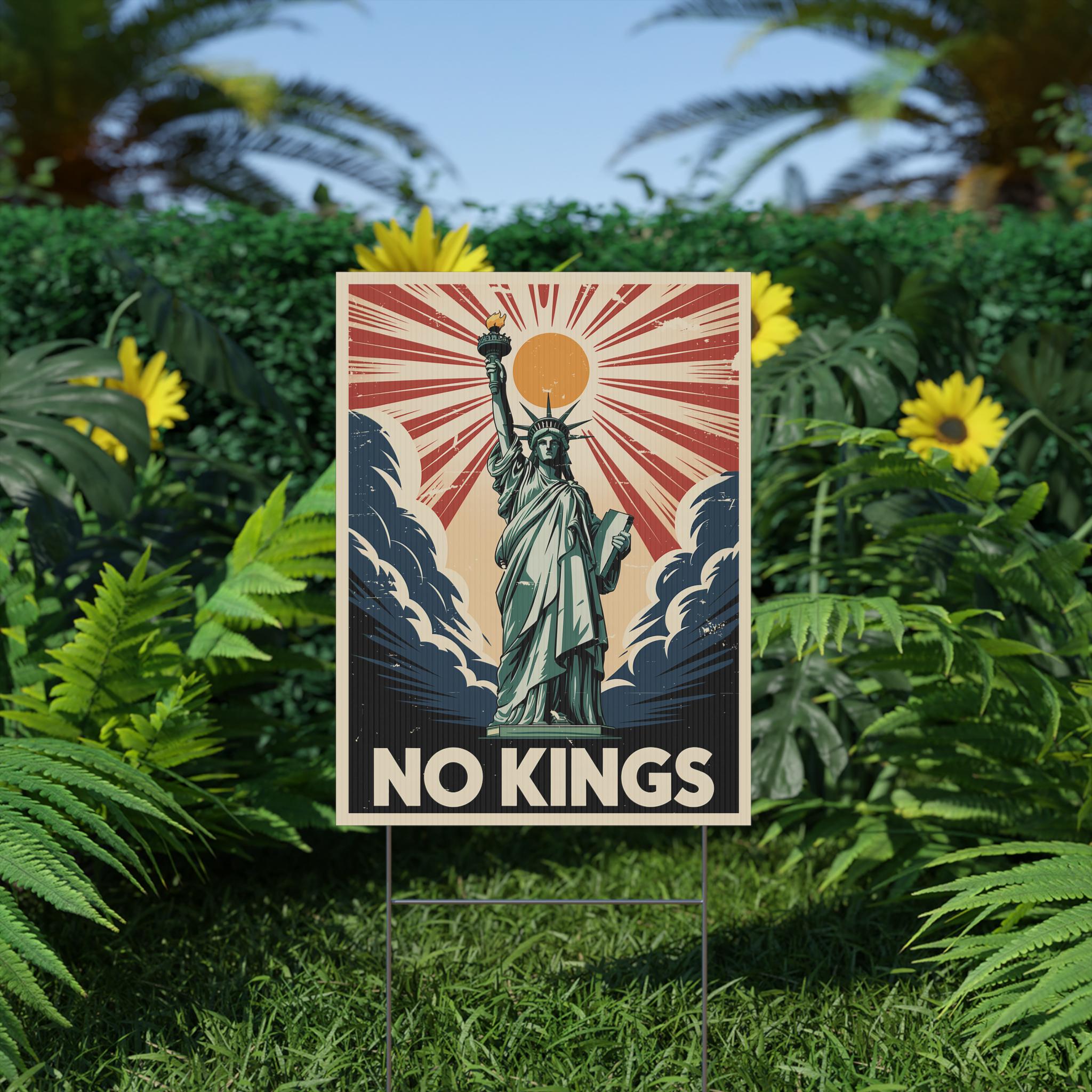 Political Yarn Sign, No Kings in America Yard Sign 2 Sides With H Stake ...