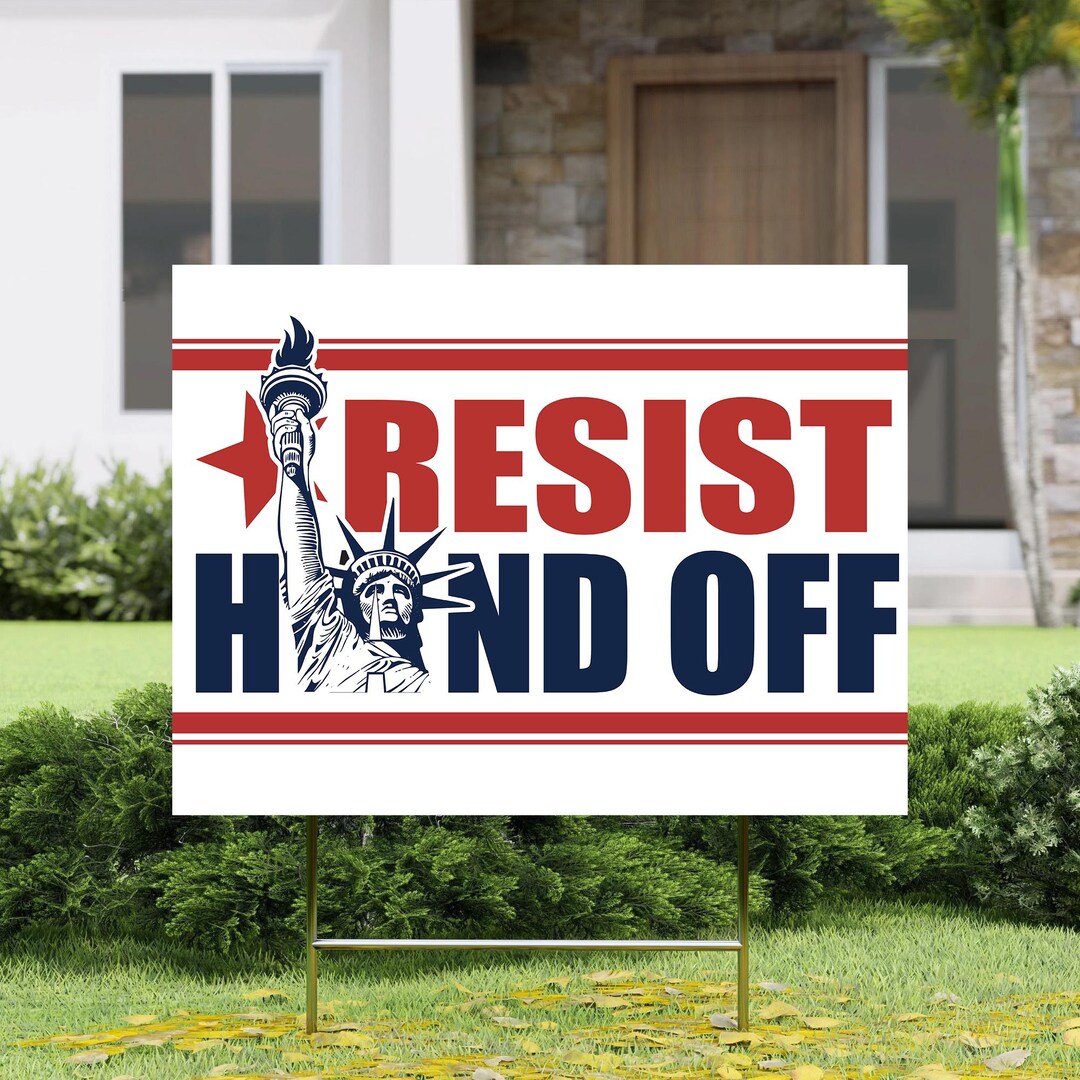 Political Yarn Sign, Resist Hand off Yarn Sign 2 Sides With H Stake ...